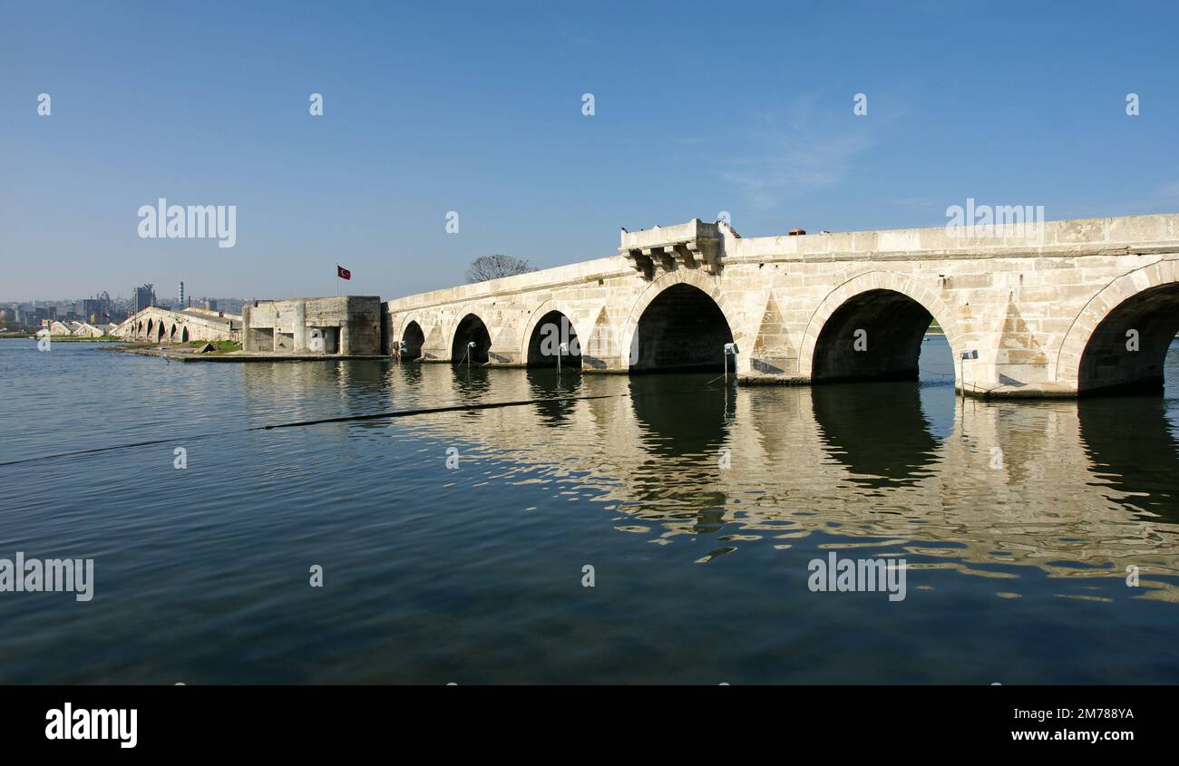 Kanuni Sultan Suleyman Bridge, located in Buyukcekmece, Turkey, was ...