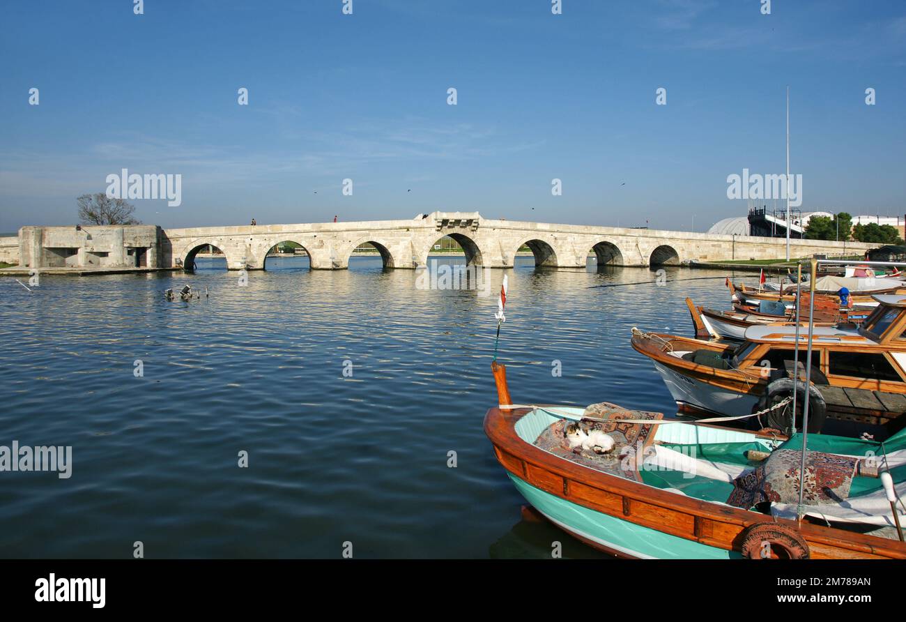 Kanuni Sultan Suleyman Bridge, located in Buyukcekmece, Turkey, was ...