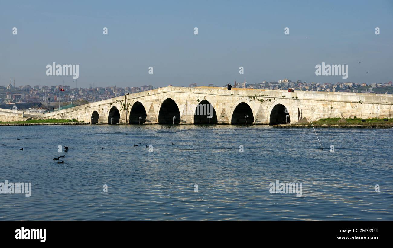 Kanuni Sultan Suleyman Bridge, located in Buyukcekmece, Turkey, was ...