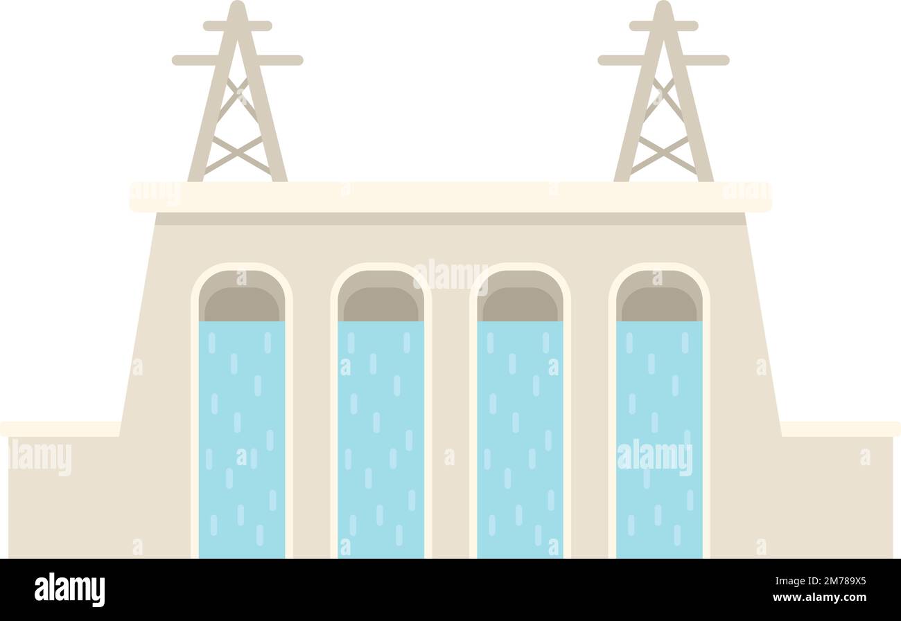 Water plant icon flat vector. Electric turbine. Station electric ...