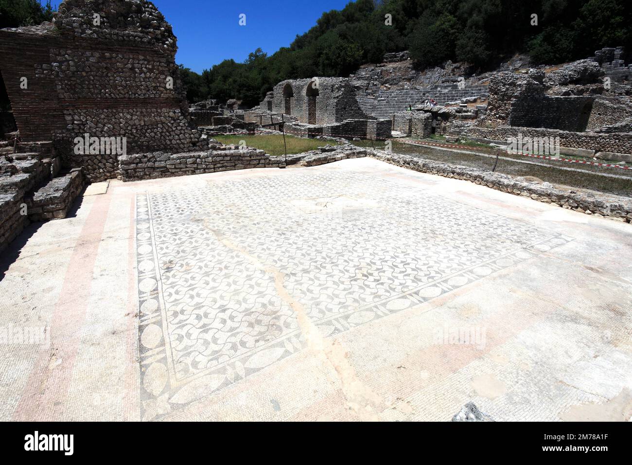 Ruins of a Mosaic floor, ancient Butrint building, UNESCO World ...