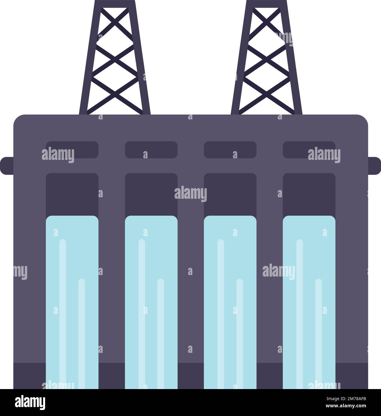 Hydro station icon flat vector. Water energy. River generator isolated ...