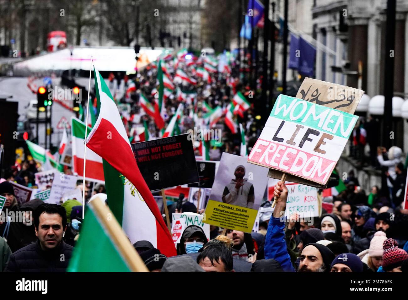 Demonstrators march towards Piccadilly Circus in London, to protest ...