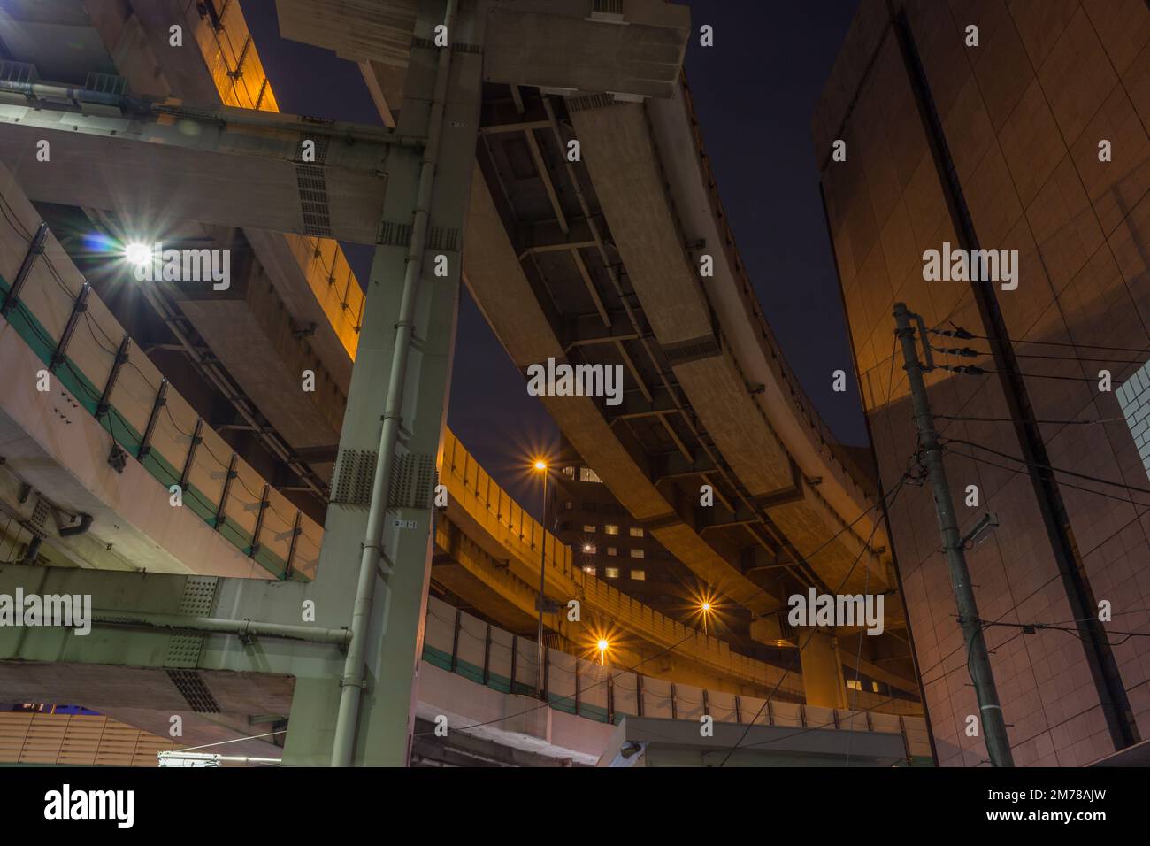 Night view with long-exposure starburst effects, of the complex ...