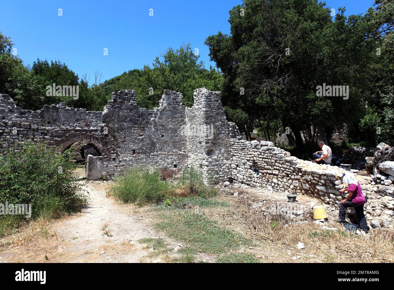 People doing restoration work at the ancient Butrint site, UNESCO World ...