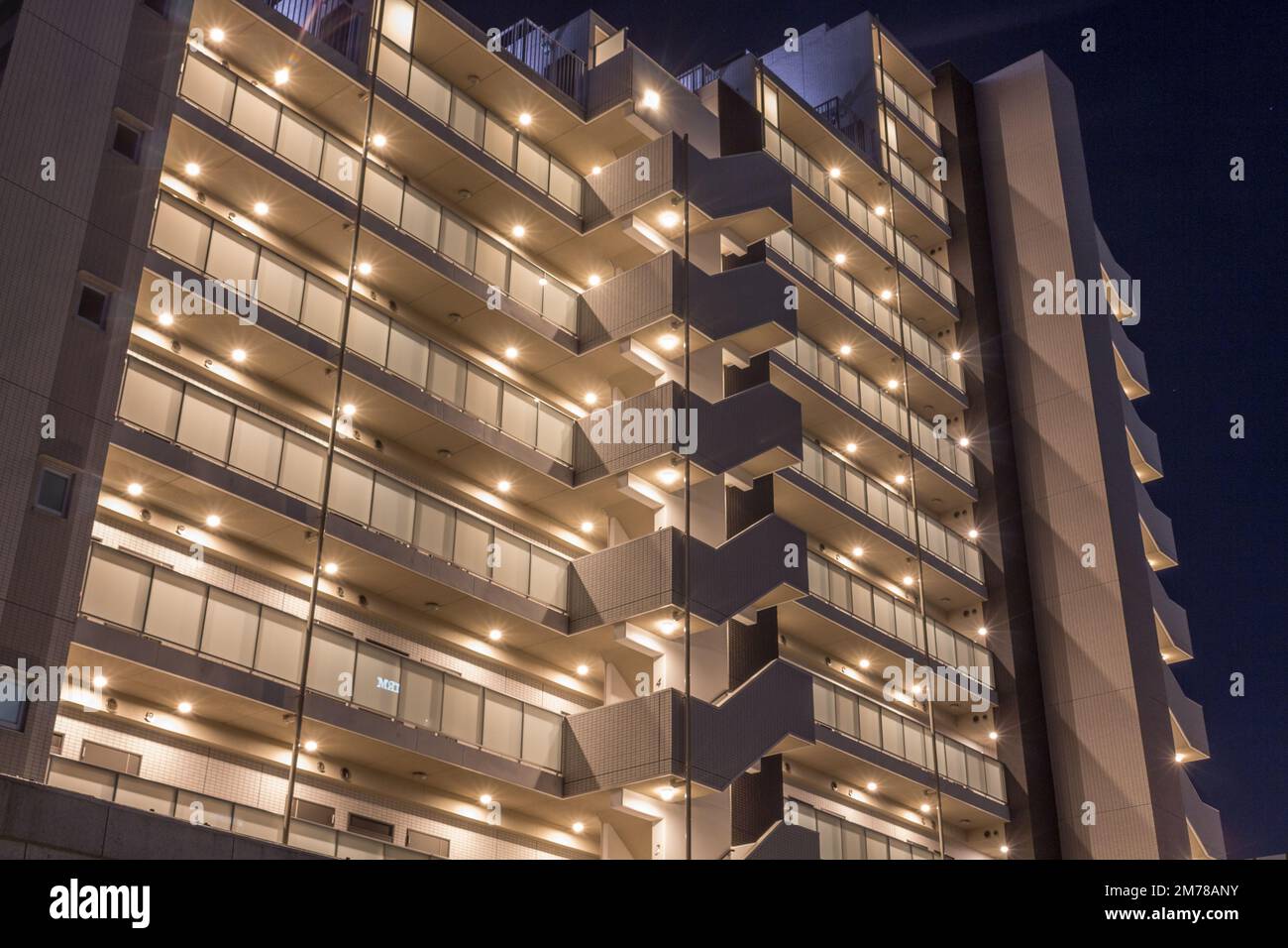 Apartment block at night, Tokyo, Japan Stock Photo - Alamy
