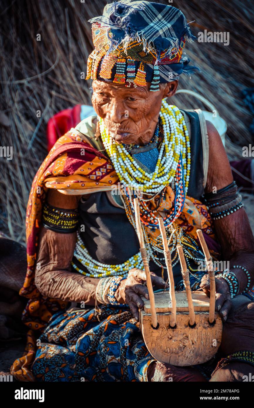 Faces of the World:Elderly Woman of the Kalihari Stock Photo - Alamy