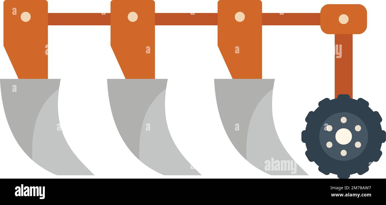 Plow icon flat vector. Farmer field. Farming production isolated Stock ...