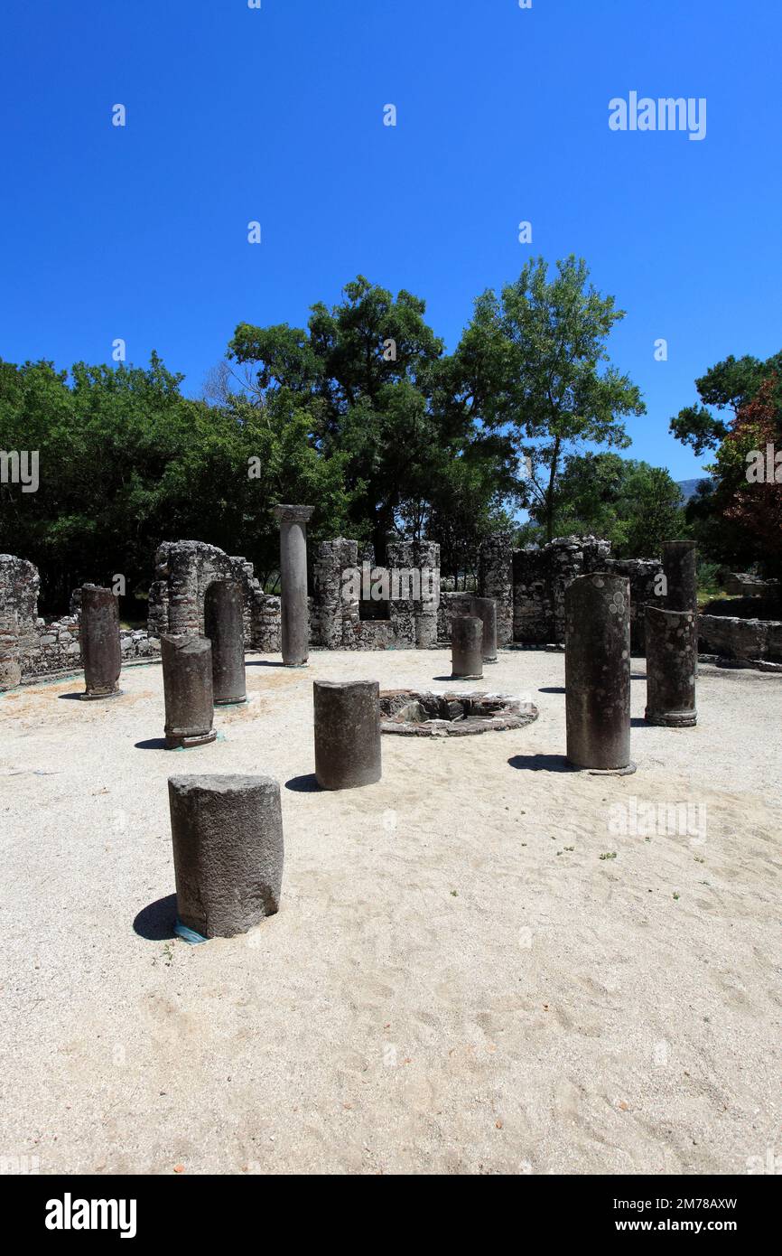 Ruins of the Great Baptistery, ancient Butrint, UNESCO World Heritage ...