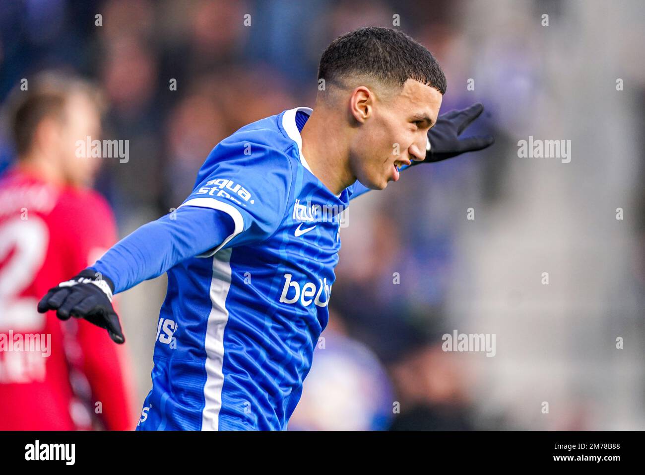 GENK, BELGIUM - JANUARY 8: Bilal El Khannouss of KRC Genk during the ...