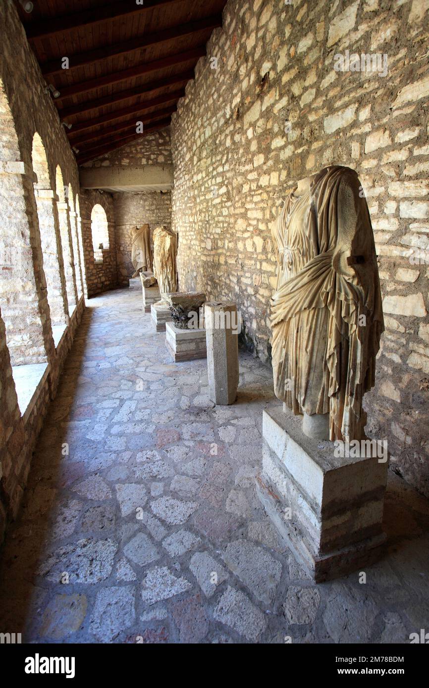 Statues and displays in the museum of ancient Butrint, UNESCO World ...