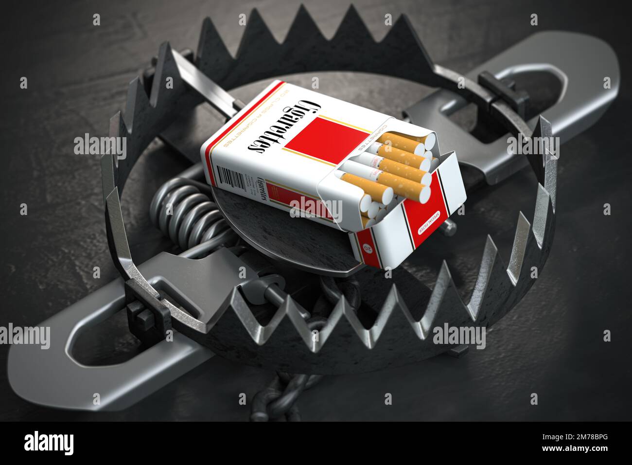 Cigarettes in a trap. Smoking tobacco addiction, bad habit and lung ...