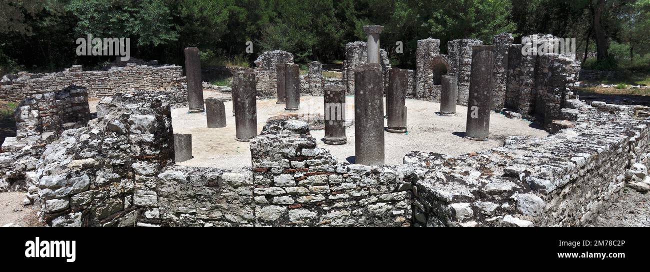 Ruins of the Great Baptistery, ancient Butrint, UNESCO World Heritage ...