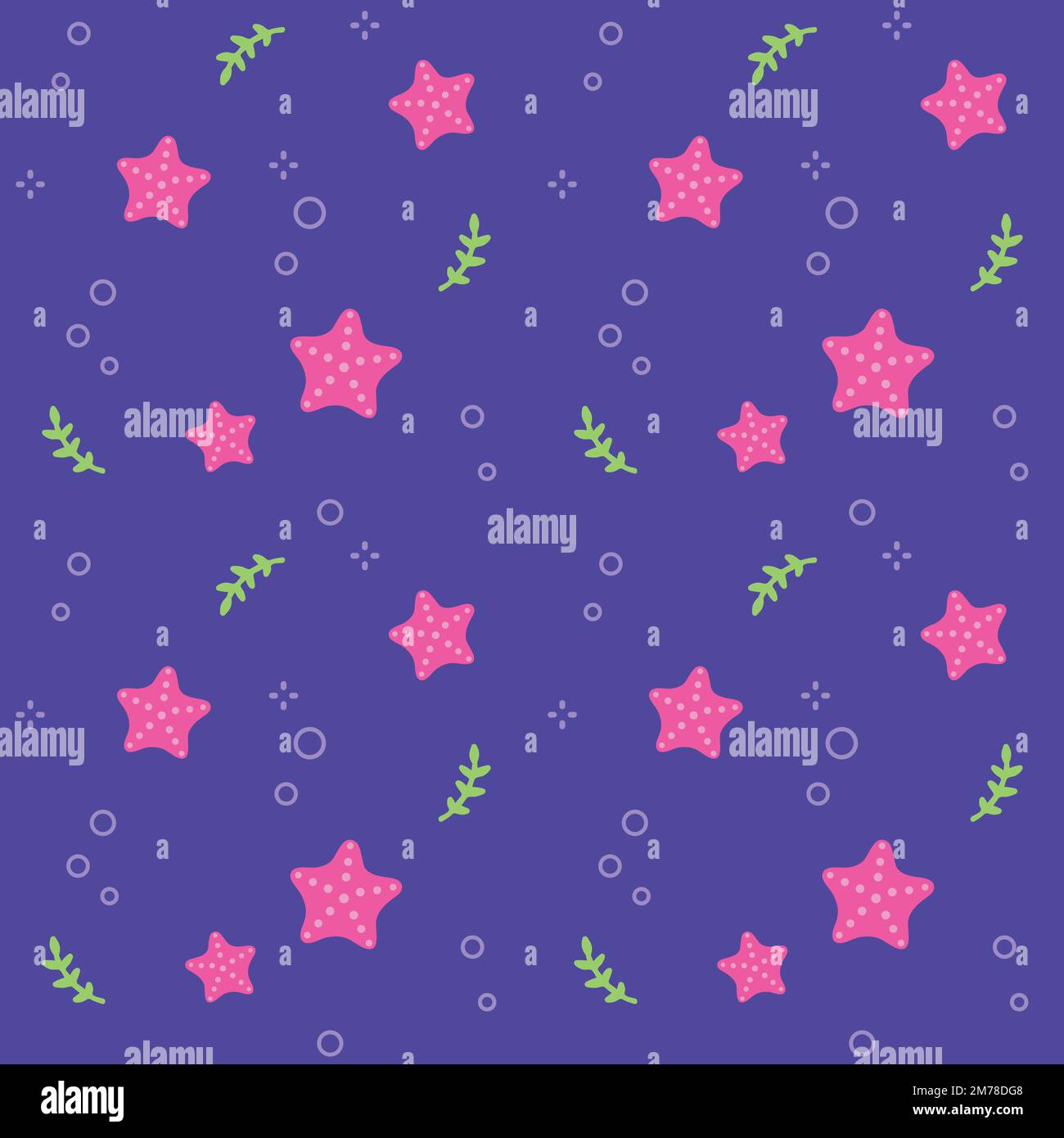 Seamless pattern with starfish and underwater doodles. Cute cartoon ...