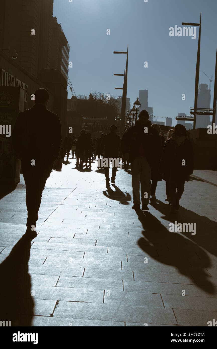 Silhouette People City Walk