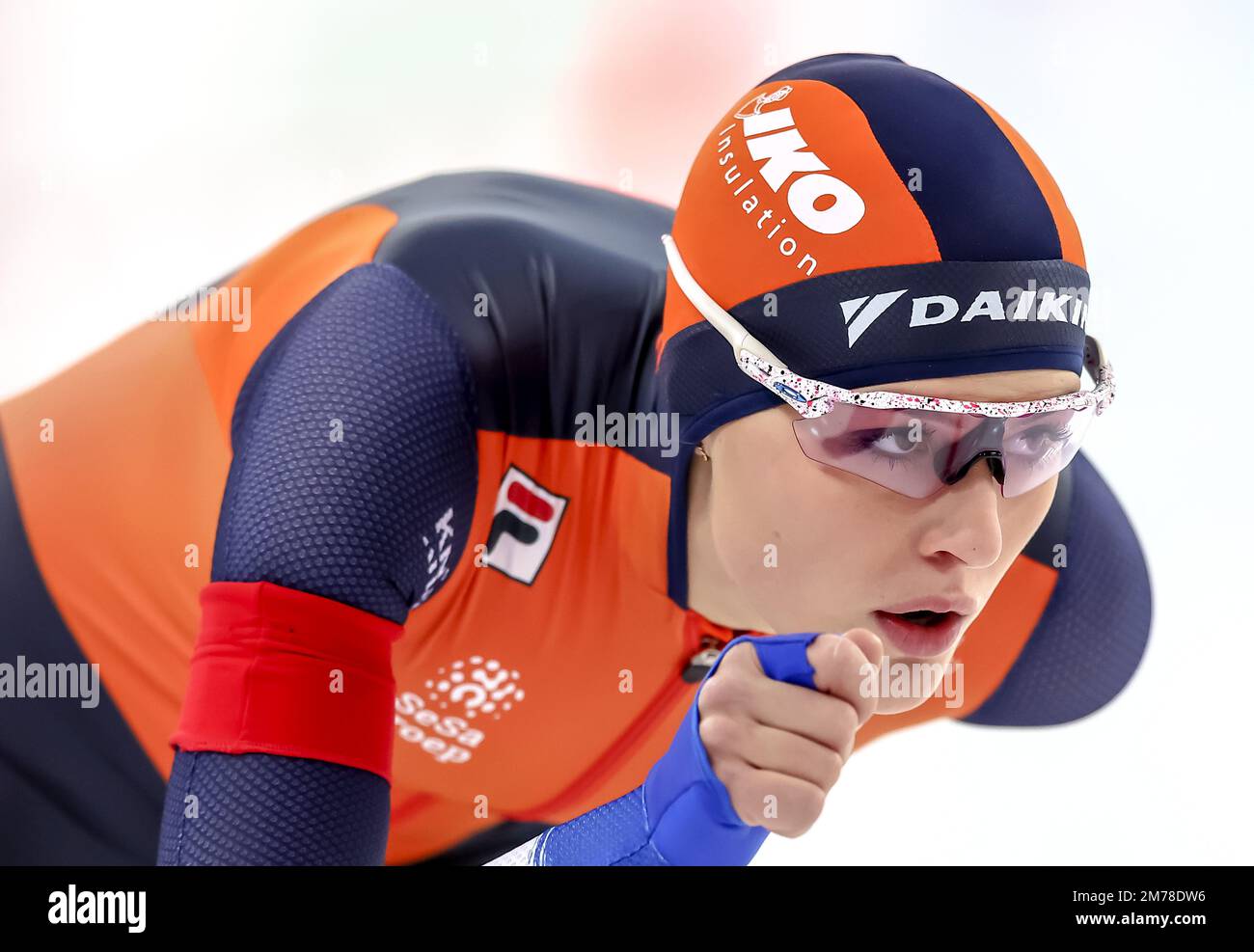 HAMAR - Robin Groot (NED) in the women's 5000 meters all-around during ...