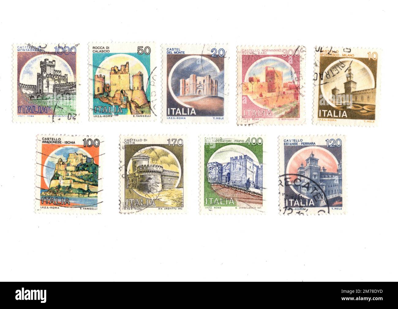 Vintage postage stamps from Italy isolated on a white background Stock ...