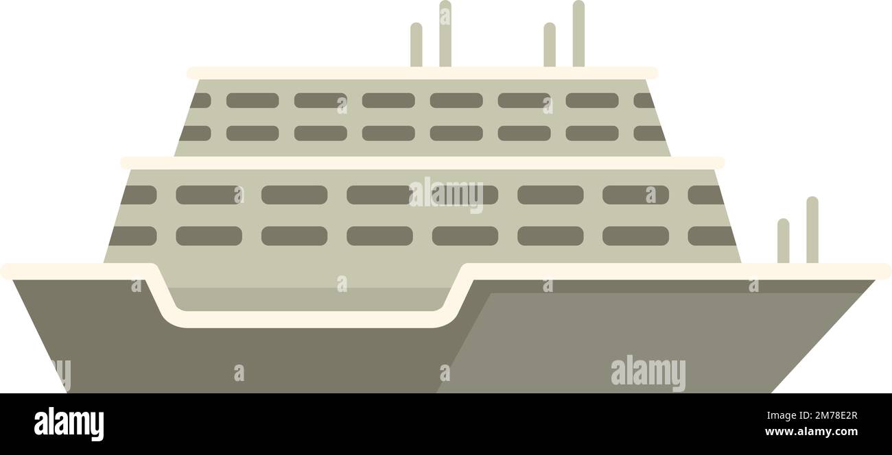 Cruise ferry icon flat vector. Ship river. Cargo front isolated Stock ...