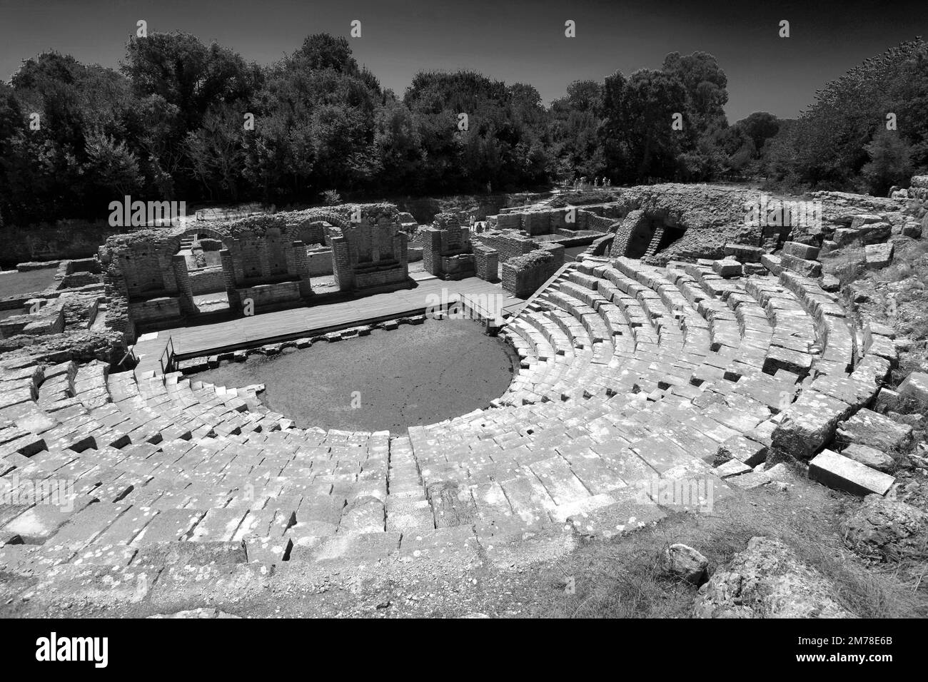 Ruins of the Great Theatre, ancient Butrint, UNESCO World Heritage Site ...