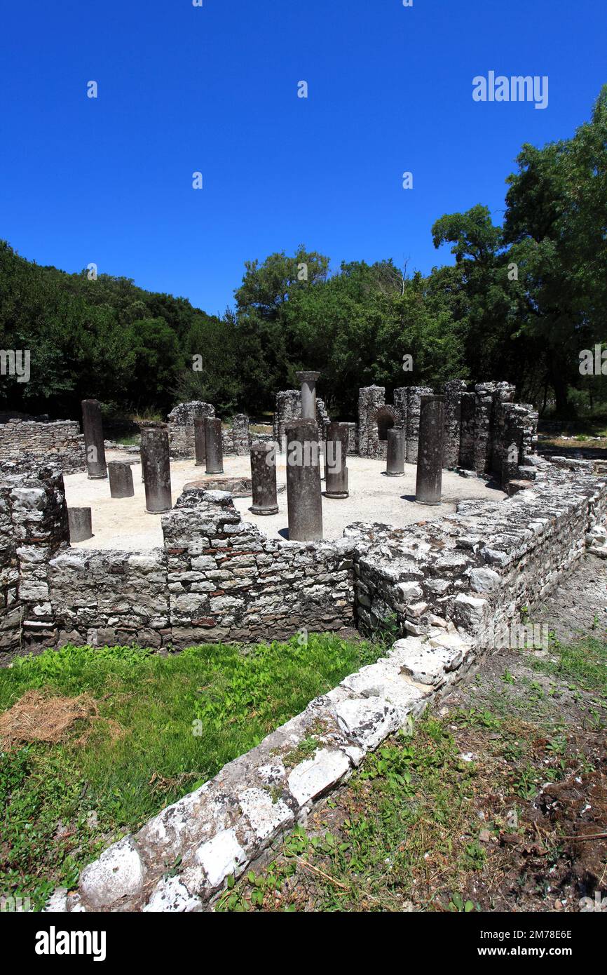 Ruins of the Great Baptistery, ancient Butrint, UNESCO World Heritage ...