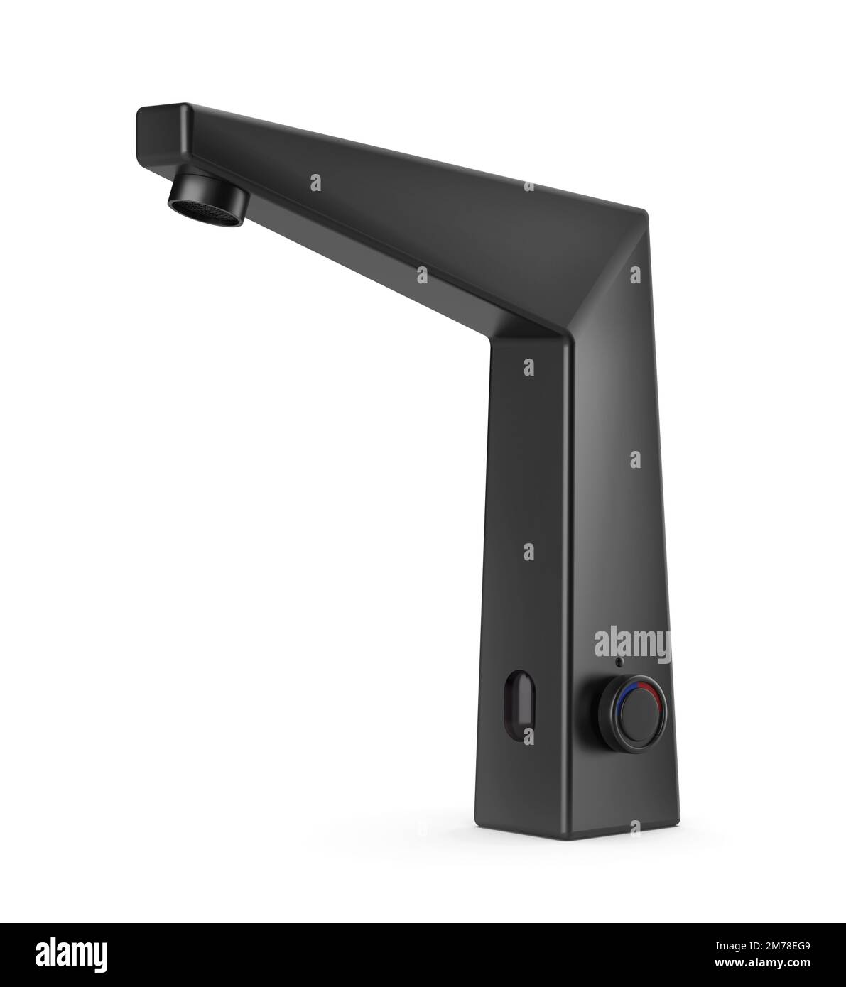 Matte black touchless sensor faucet on white background Stock Photo - Alamy