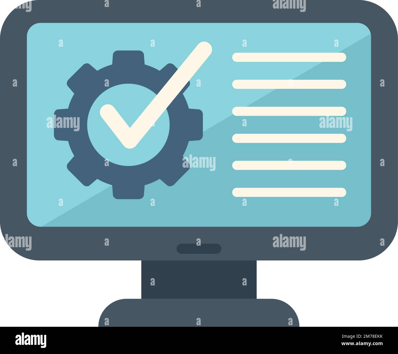 Expertise monitor icon flat vector. Quality expert. Work complete ...
