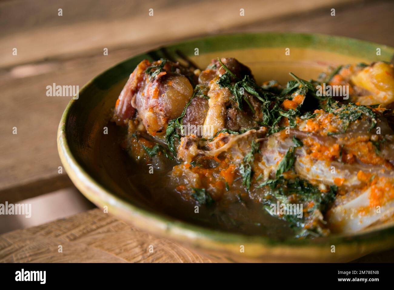 Variety of marinated meat. In the pachamanca ceremony, lamb, alpaca ...