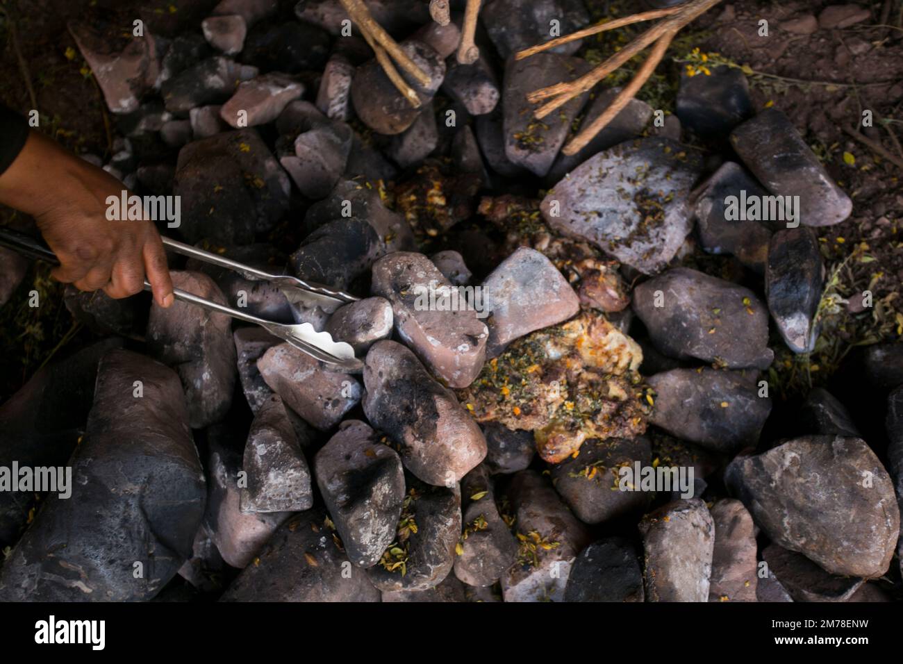 In the pachamanca ceremony, lamb, alpaca, pork and beef are cooked ...