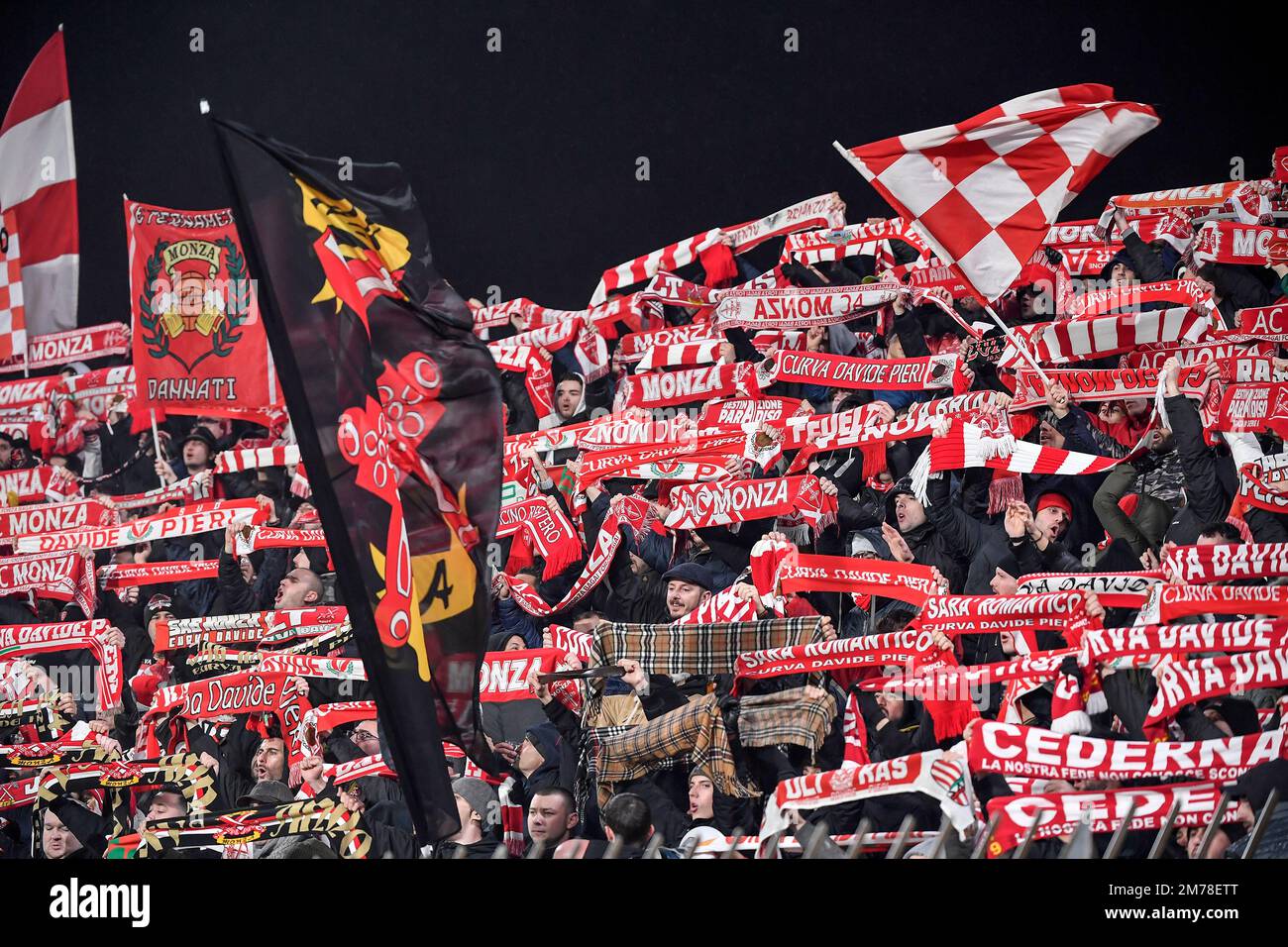 Monza fans cheer on during the Serie A football match between AC Monza ...