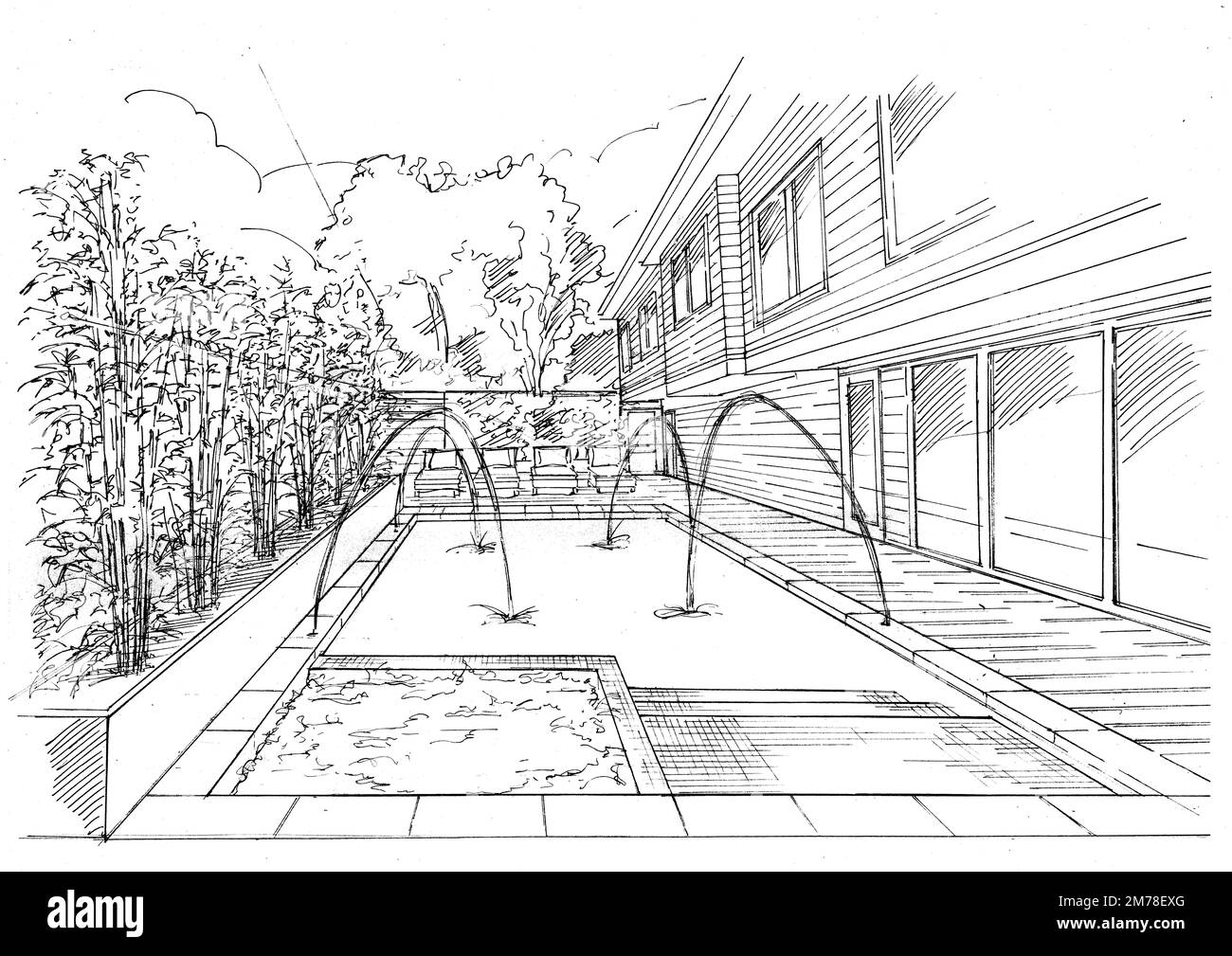 School building line sketch Black and White Stock Photos & Images - Alamy