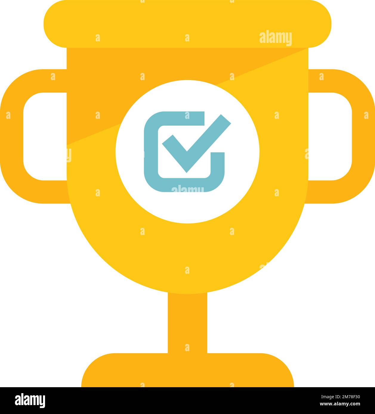 Gold cup expertise icon flat vector. Complete work. Control standard ...