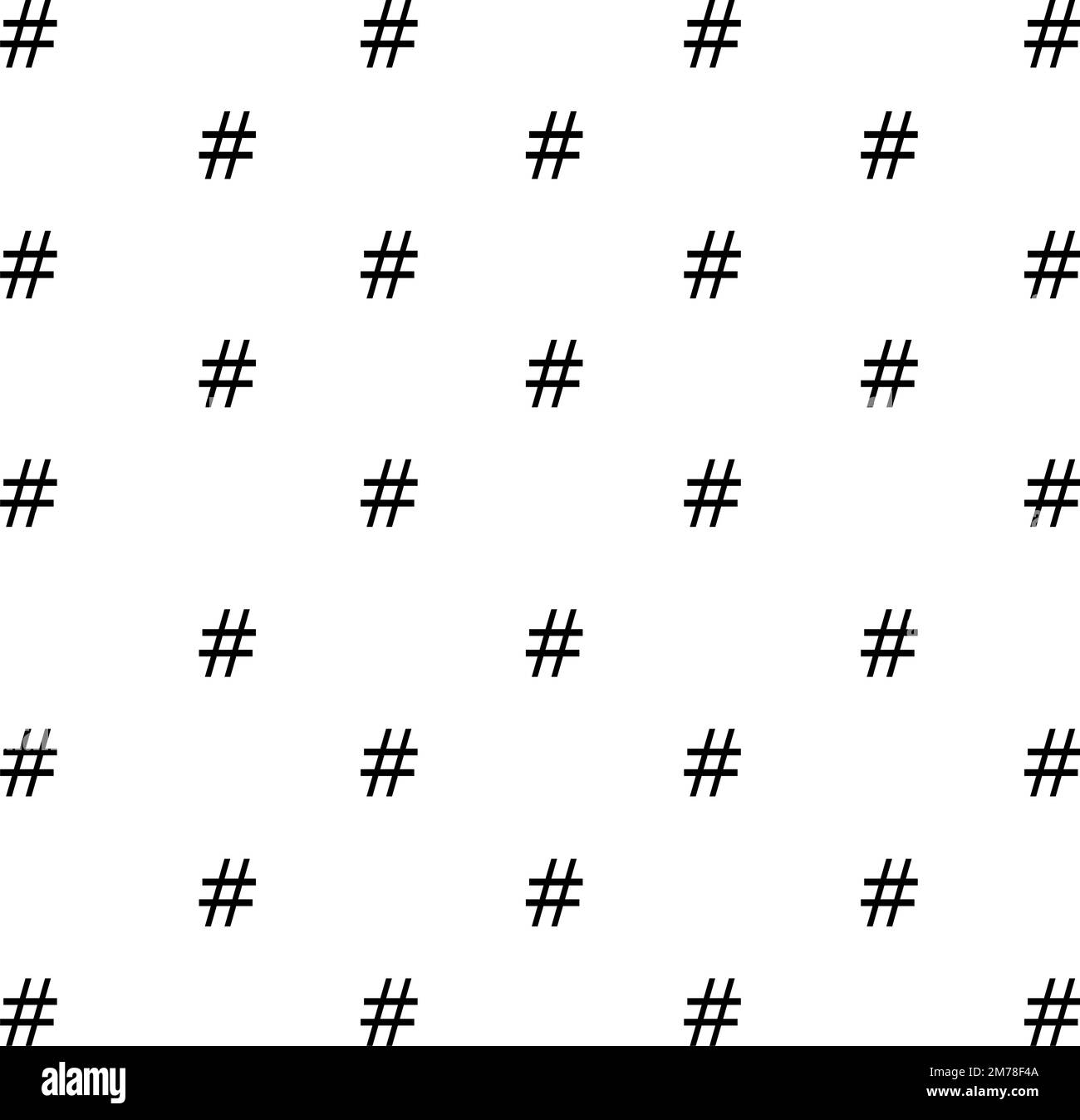 hashtag seamless pattern, isolated on white background. Vector ...