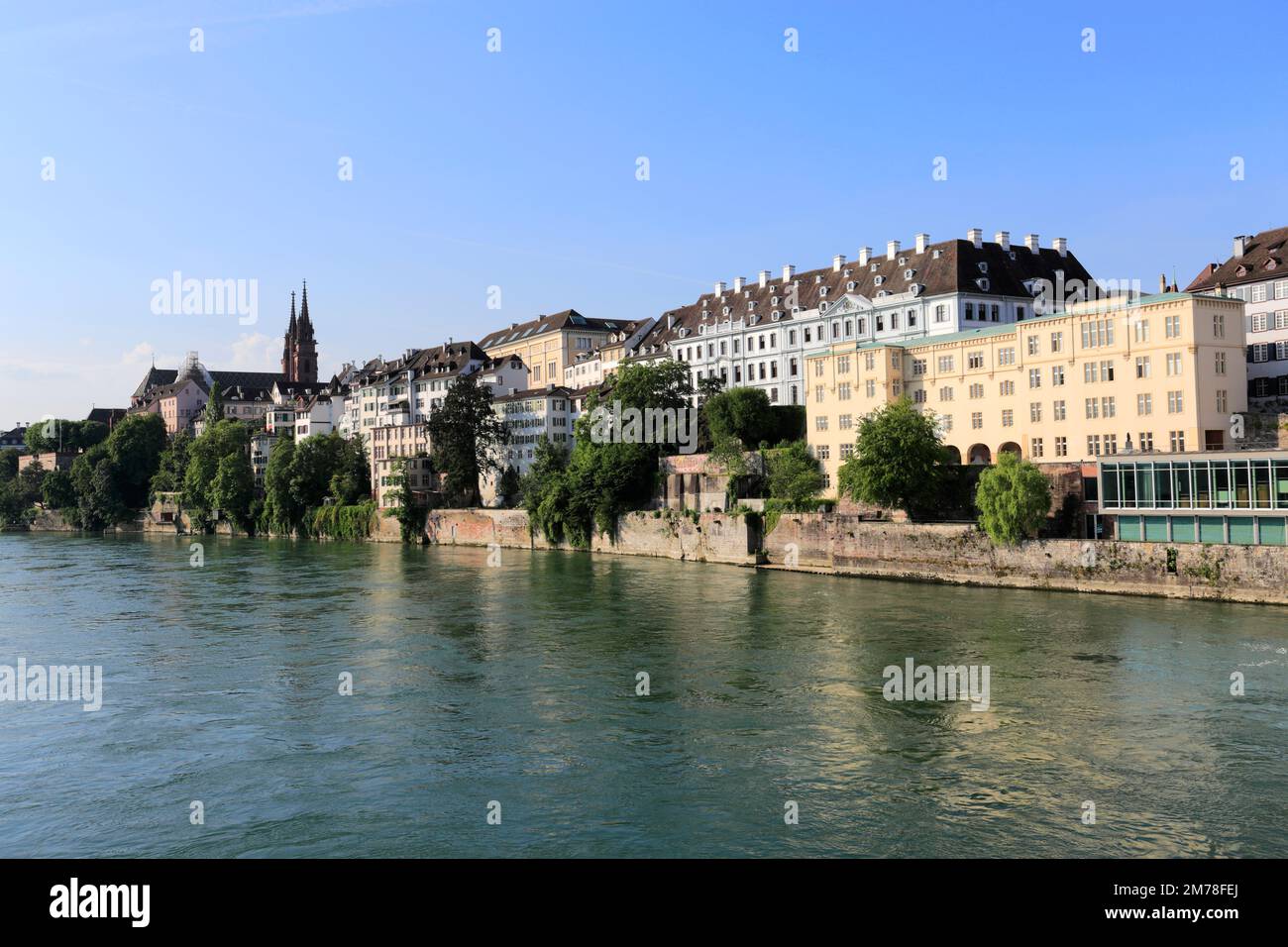 River Rhine embankment, city of Basel, Canton Basel Stadt, Switzerland ...