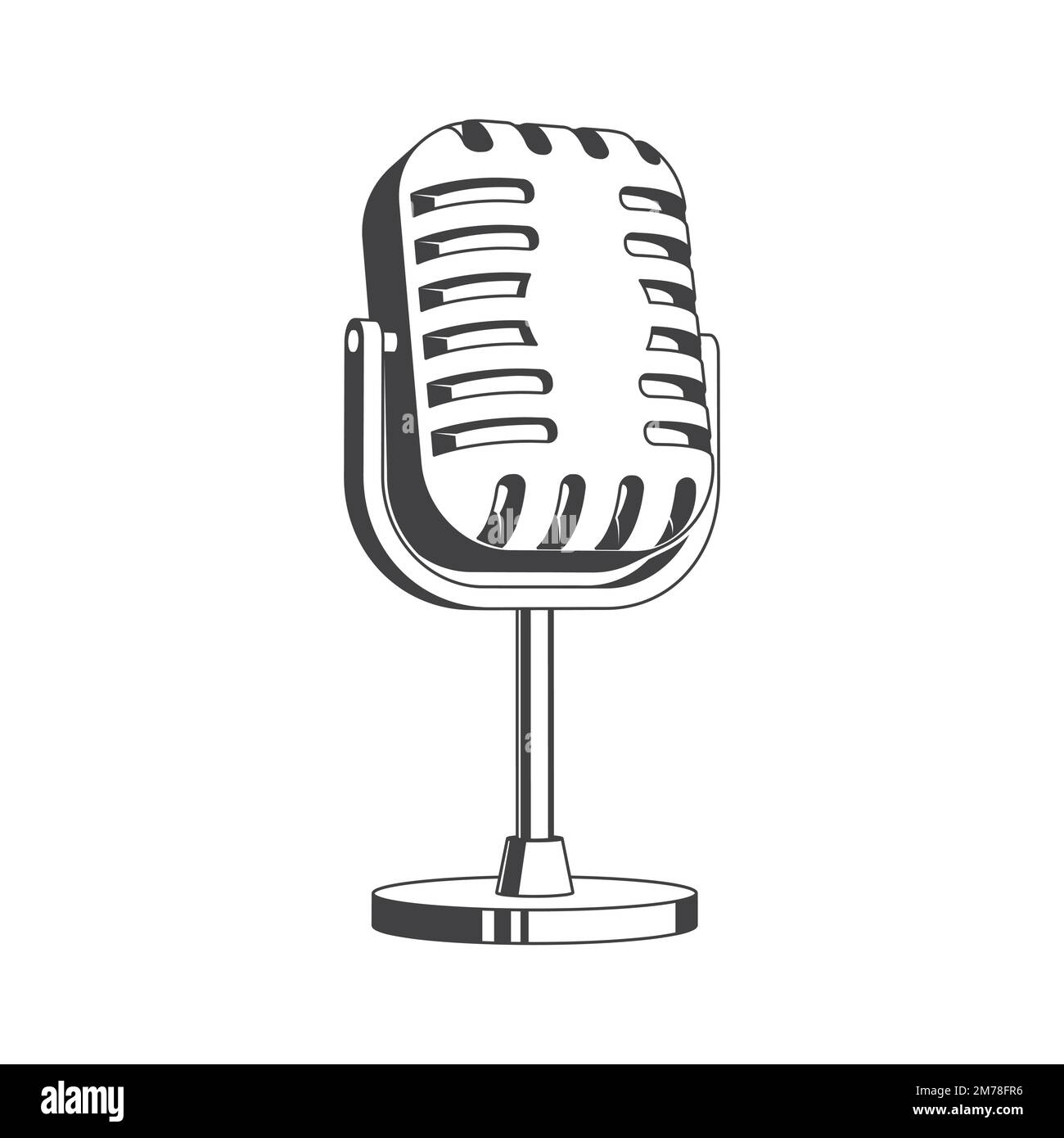 Vintage retro microphone isolated on white background. Vector ...