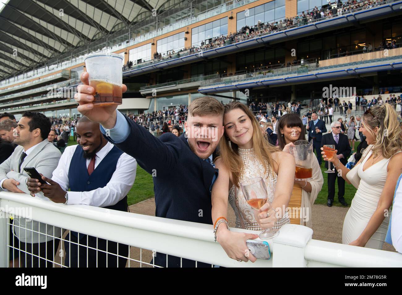 Ascot, Berkshire, UK. 7th May, 2022. Racegoers enjoying their day at ...
