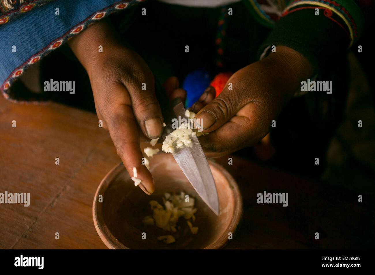 Cooking a traditional Andean vegetable soup before a Pachamanca feast ...