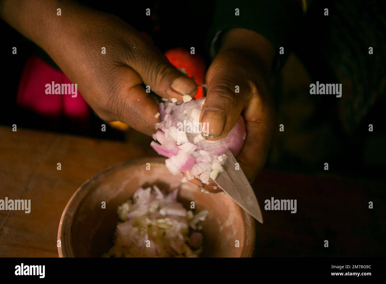 Cooking a traditional Andean vegetable soup before a Pachamanca feast ...