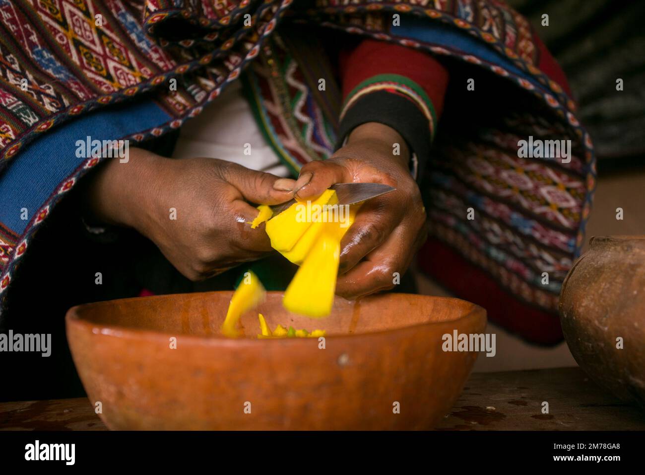 Cooking a traditional Andean vegetable soup before a Pachamanca feast ...