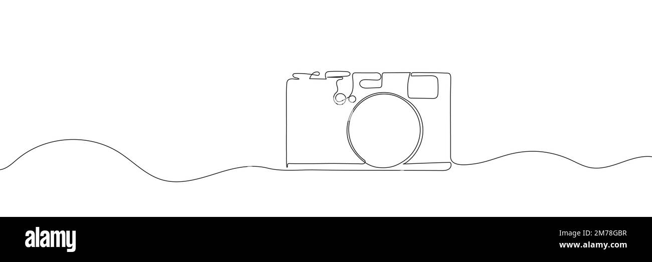 the camera is drawn in one line on a white background Stock Vector ...