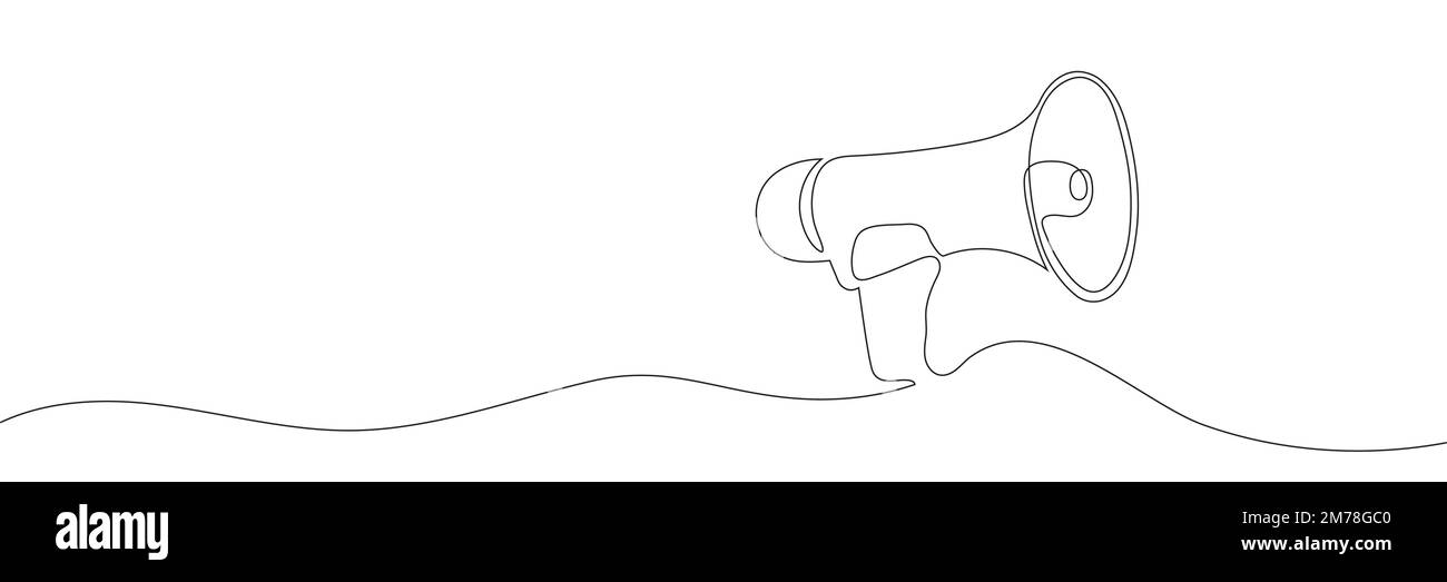 megaphone drawn in one line on a white background Stock Vector Image ...