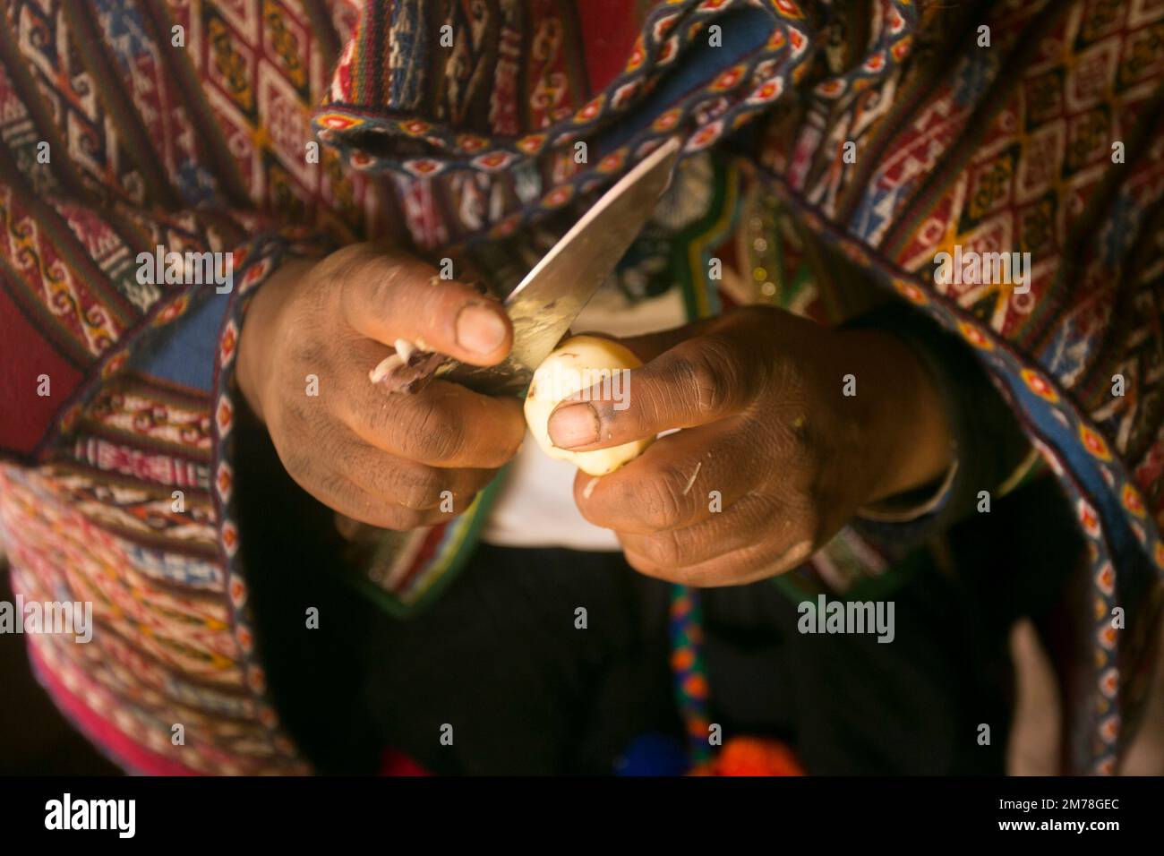 Cooking a traditional Andean vegetable soup before a Pachamanca feast ...