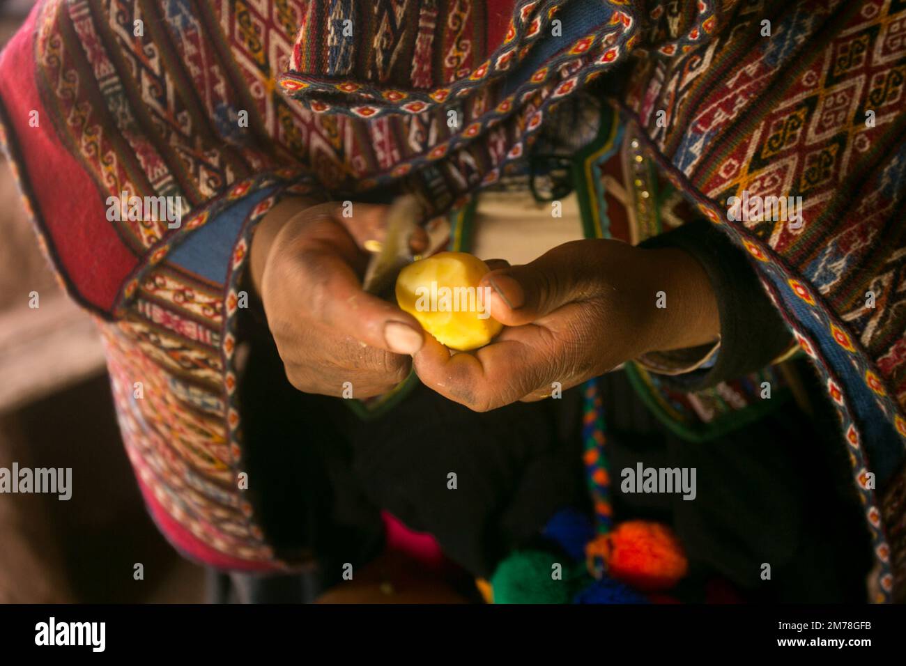 Cooking a traditional Andean vegetable soup before a Pachamanca feast ...