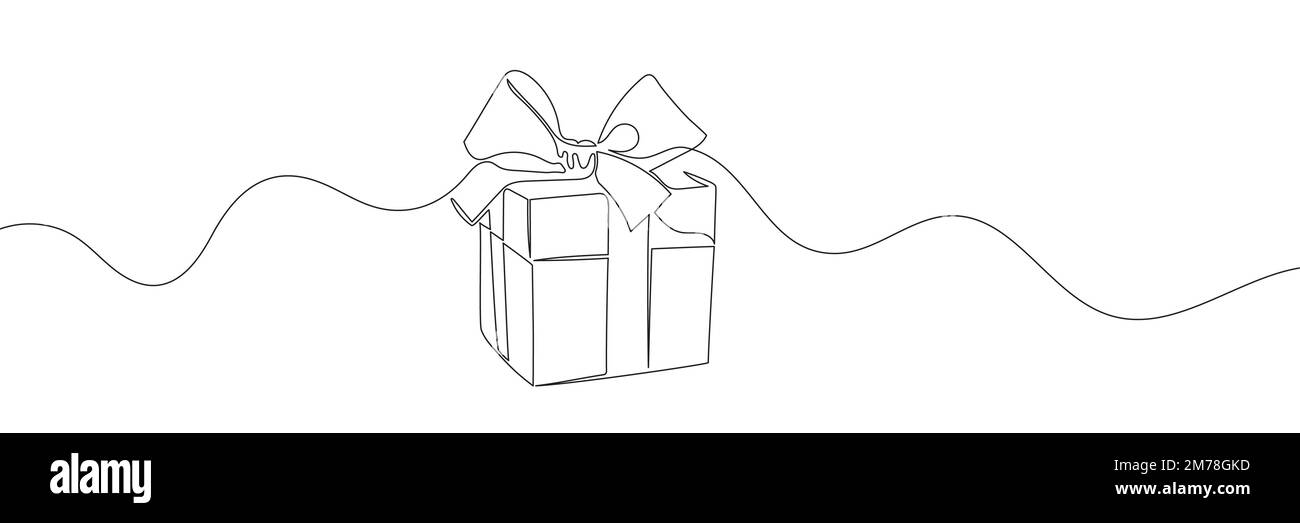gift drawn in one line on a white background Stock Vector Image & Art ...