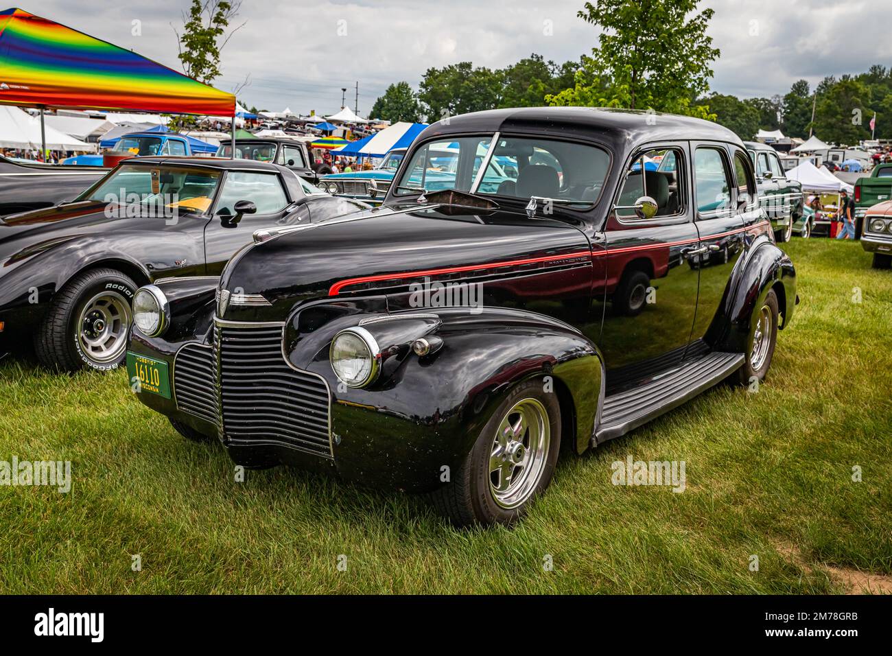 Iola, WI - July 07, 2022: High perspective front corner view of a 1940 ...
