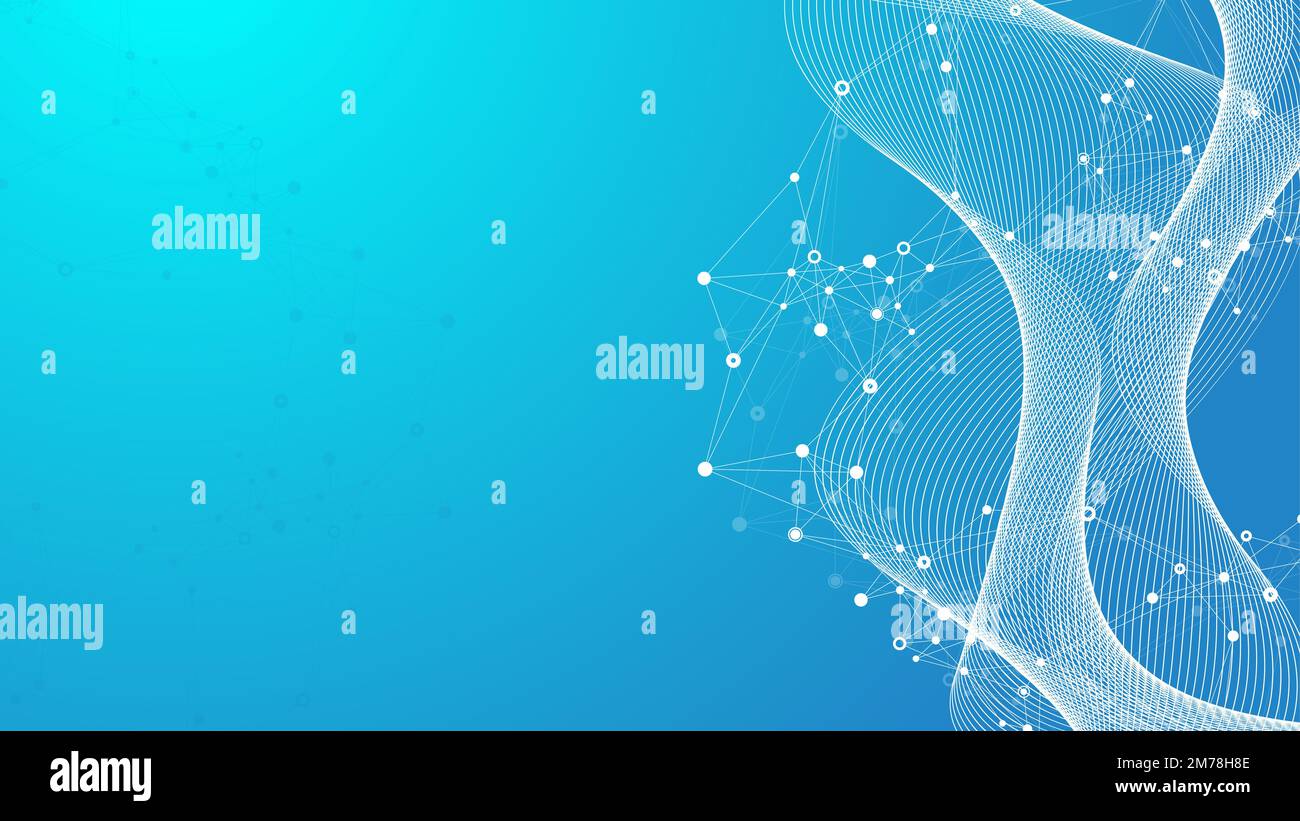 Digits abstract background with connected line and dots, web cover. Digital neural networks ...