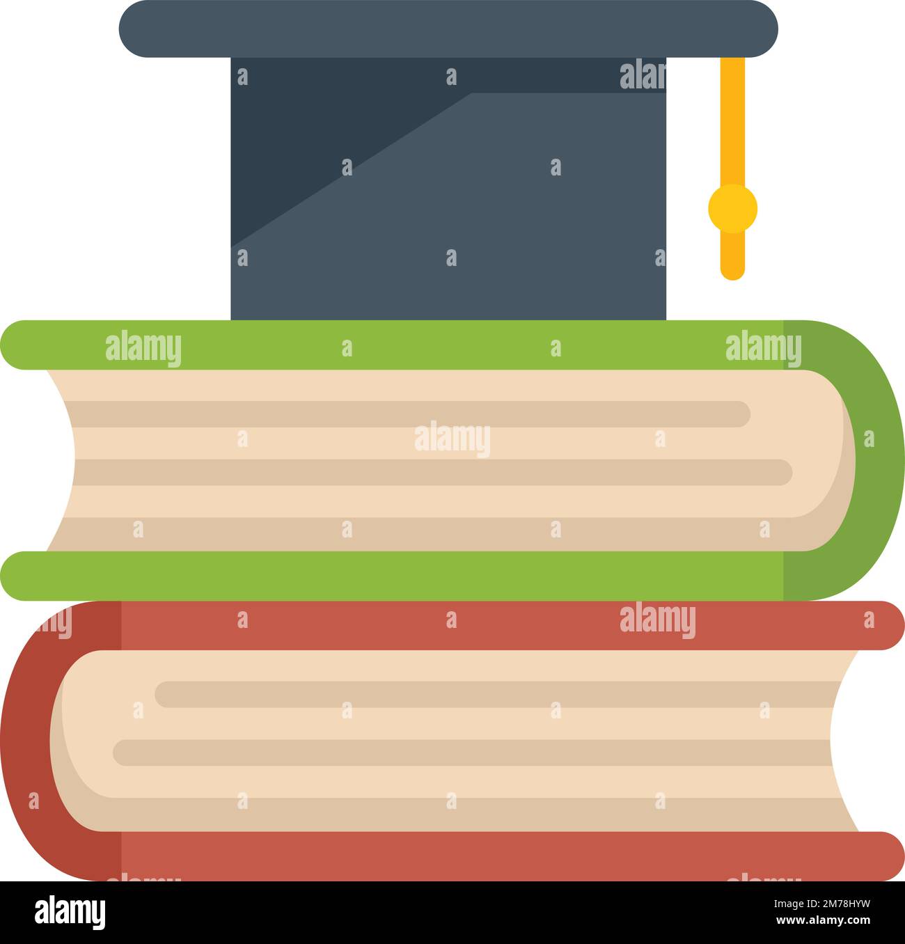 Graduation book stack icon flat vector. University study. Career skill ...