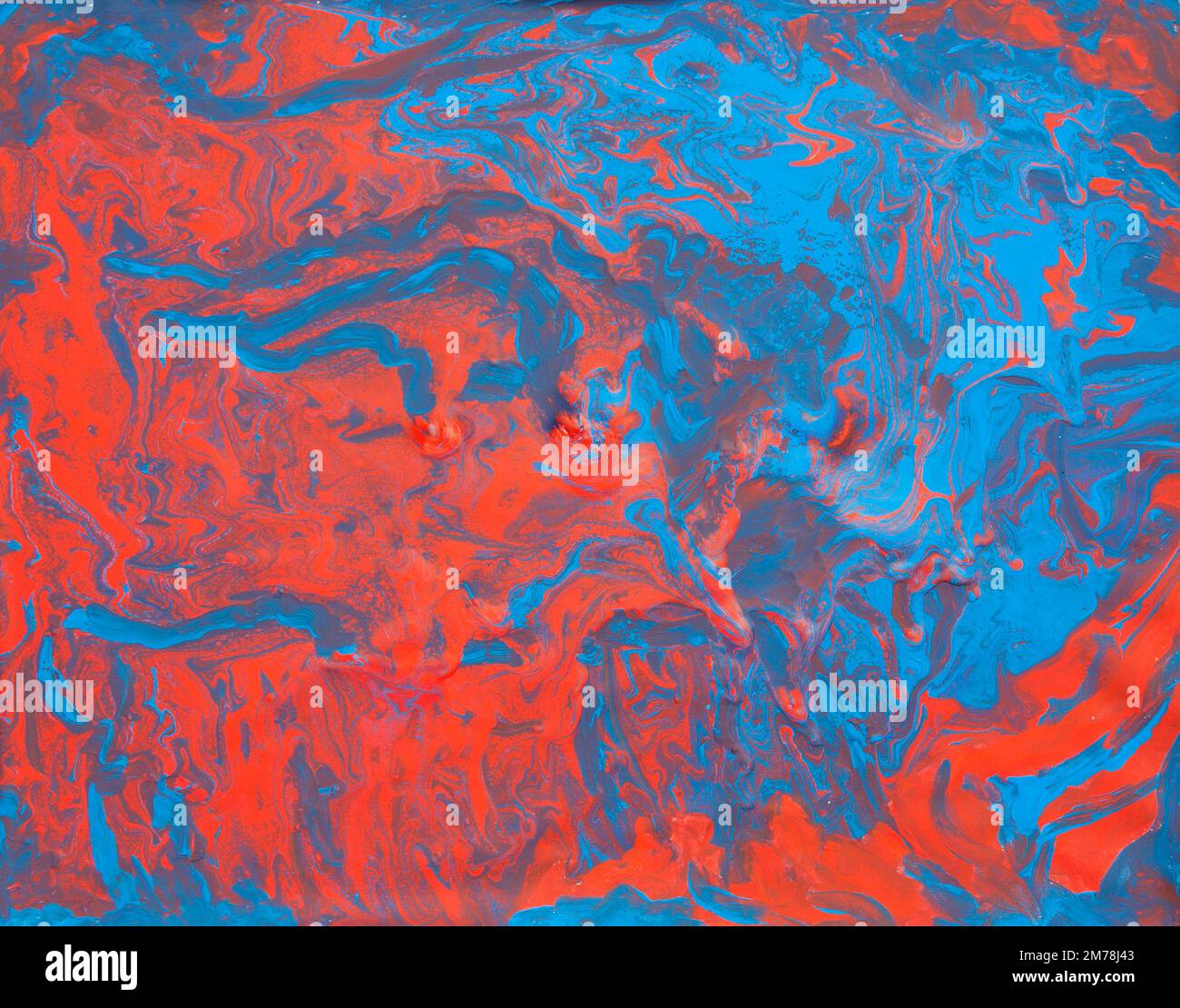 Abstract acrylic painting in blue and red Stock Photo - Alamy
