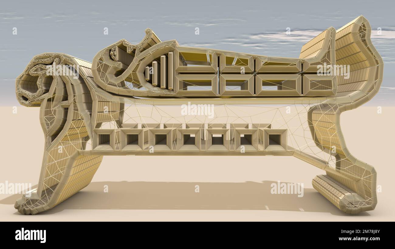 3D Illustration of an architectural structure based on the Ancient ...