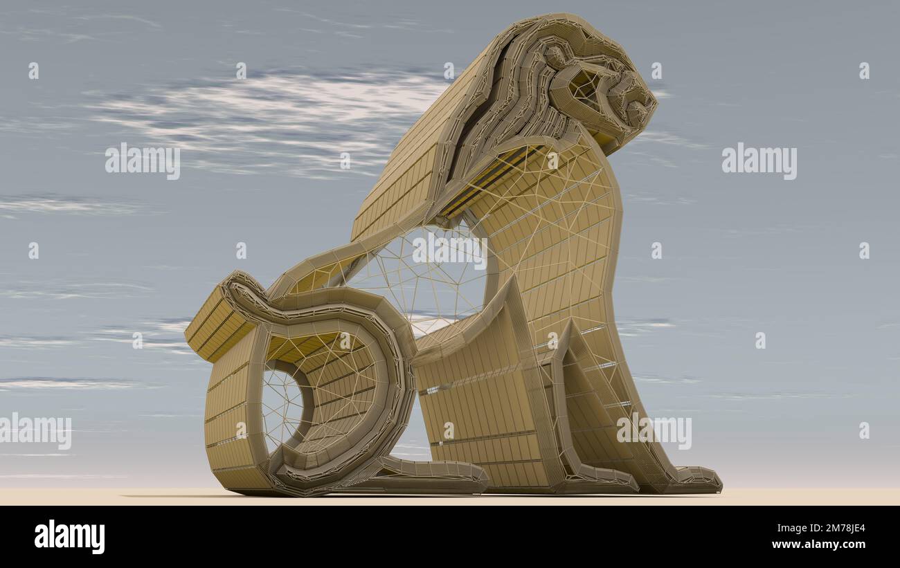 3D Illustration of an architectural structure based on the Ancient ...