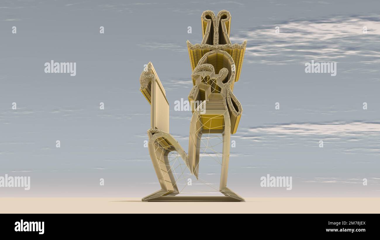 3D Illustration of an architectural structure based on the Ancient ...